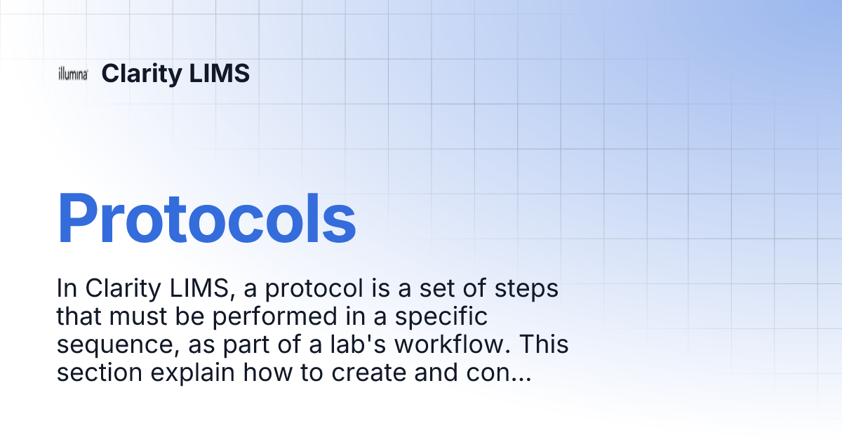 Protocols | Clarity LIMS v6.2 & Lablink v2.4 | Clarity LIMS