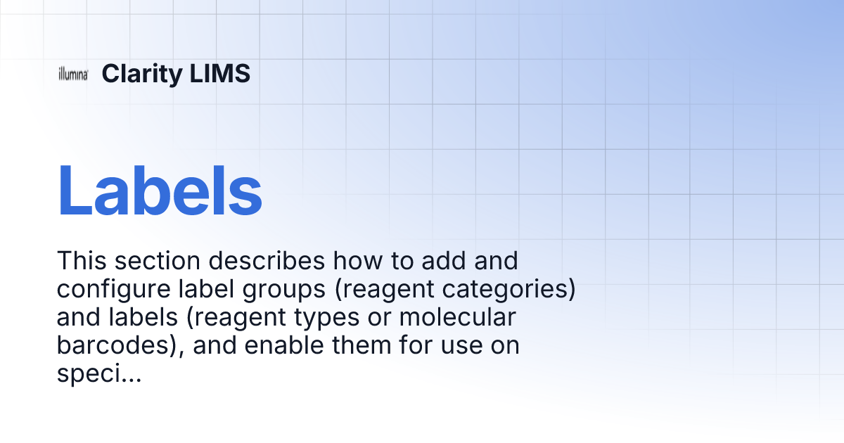 Labels | Clarity LIMS
