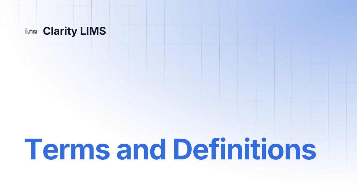 Terms and Definitions | Clarity LIMS