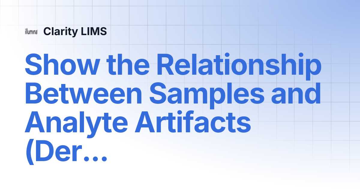 Show the Relationship Between Samples and Analyte Artifacts (Derived ...